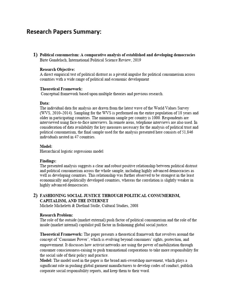 Research Papers Summary | PDF | Consumerism | Boycott