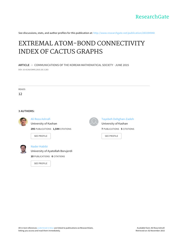 Extremal Atom-Bond Connectivity Index of | PDF | Vertex (Graph Theory) | Graph Theory