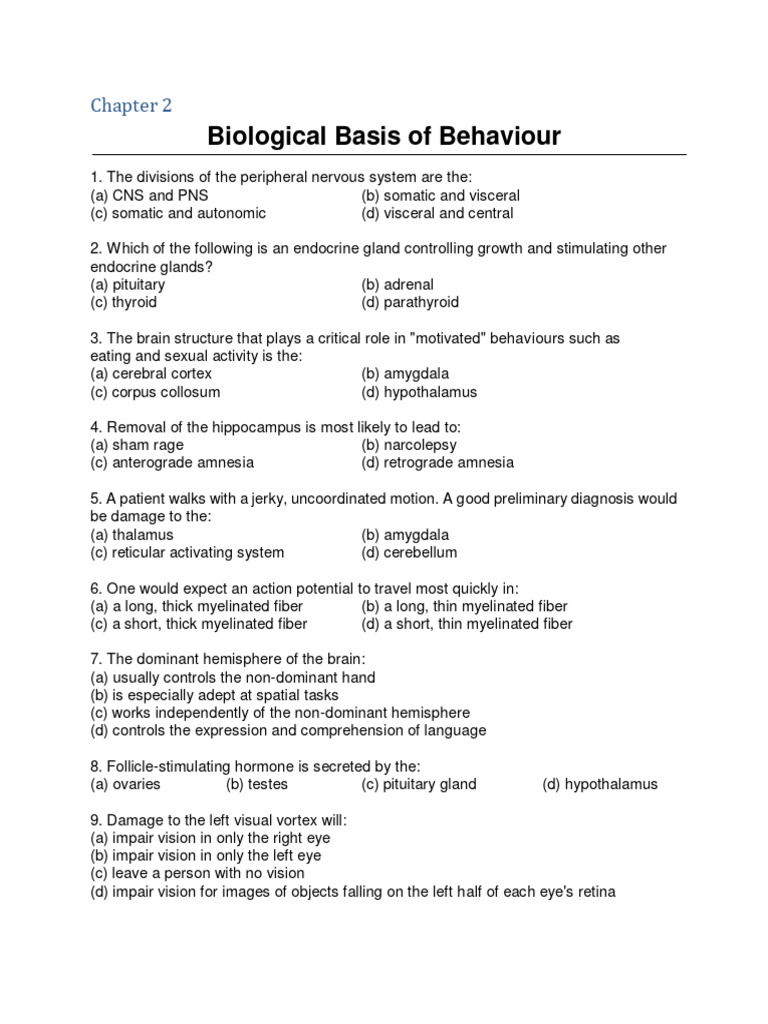 Biological Behaviour Pdf Nervous System Neuron