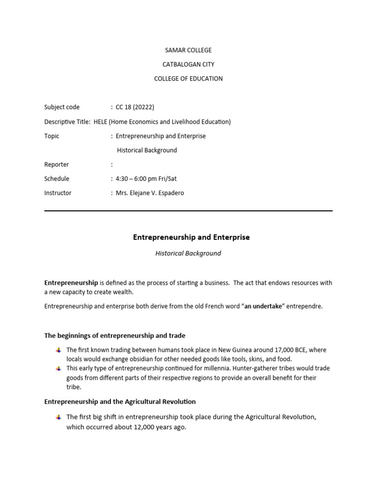 Samar College | PDF | Entrepreneurship | Money