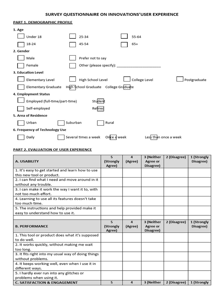 Survey Questionnaire English | PDF | Usability | Social Psychology