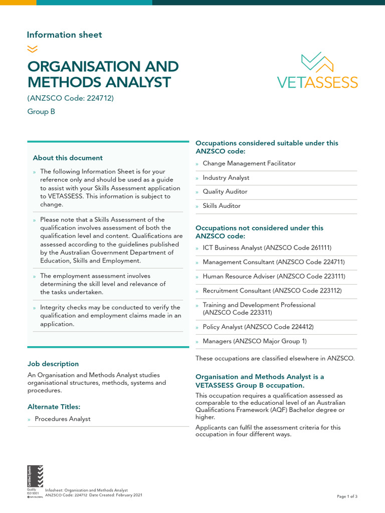 Organisation and Methods Analyst Guide | PDF | Academic Degree ...