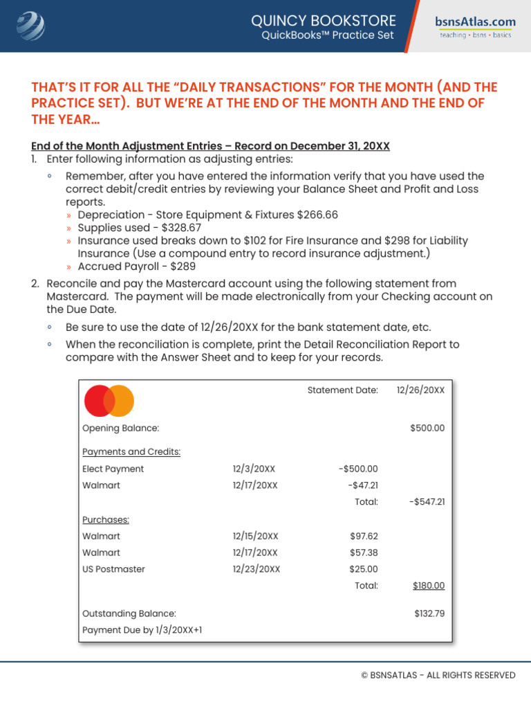 End of Month Transactions Quickbooks Desktop | PDF | Credit Card | Banks