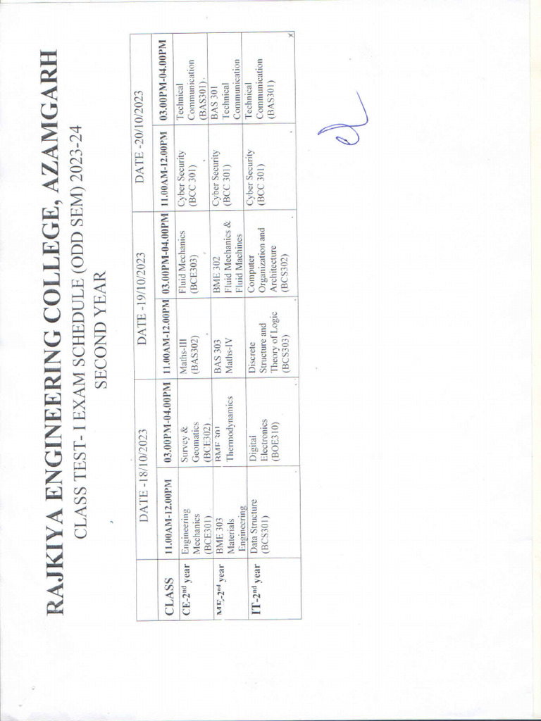 CT 1 Schedule | PDF CT 1 Schedule | PDF