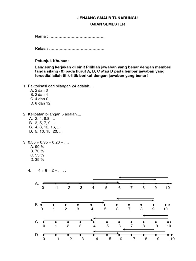 Soal MTK Smalb Tunarungu | PDF