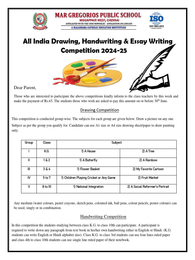 All India Drawing Competition 2024-25 | PDF | Art