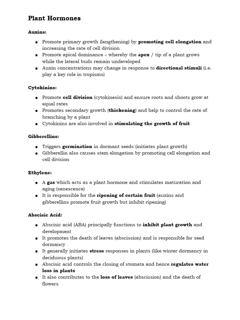 Overview of Plant Hormones for Class 10 | PDF