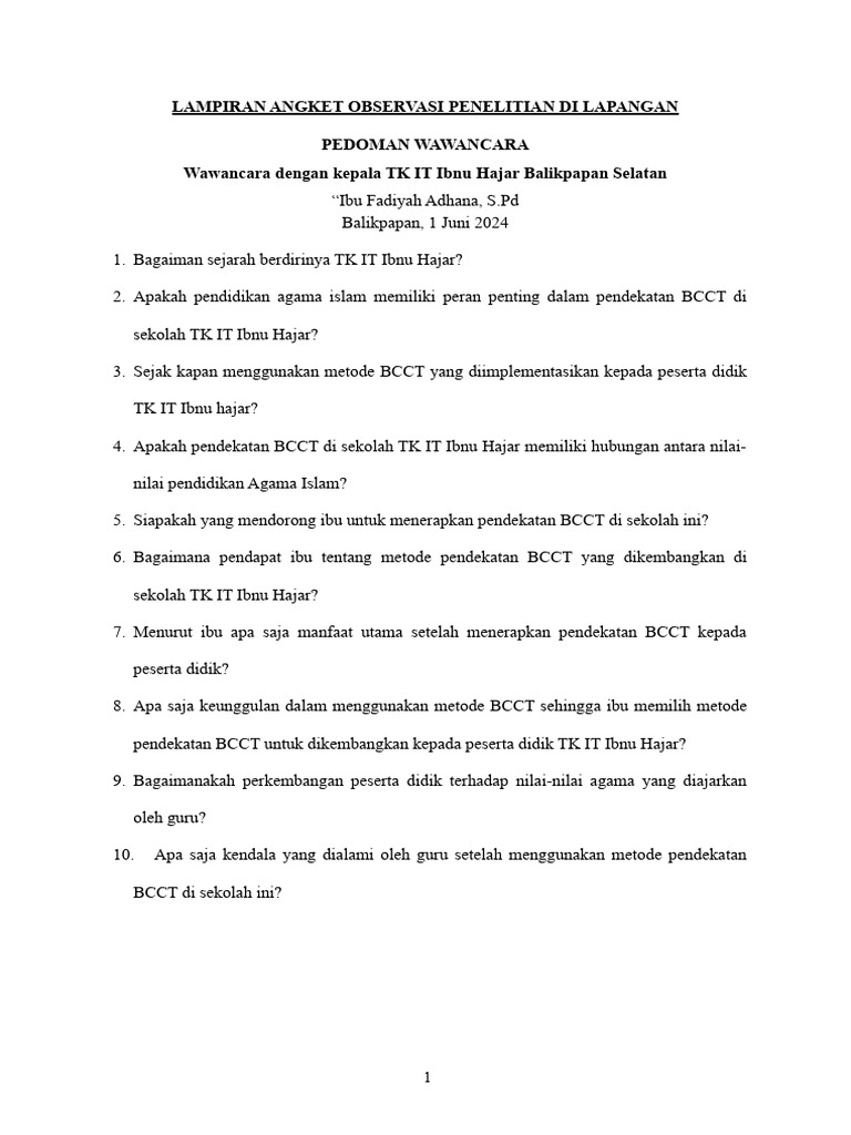 Angket Observasi Penelitian | PDF | Karier & Perkembangan