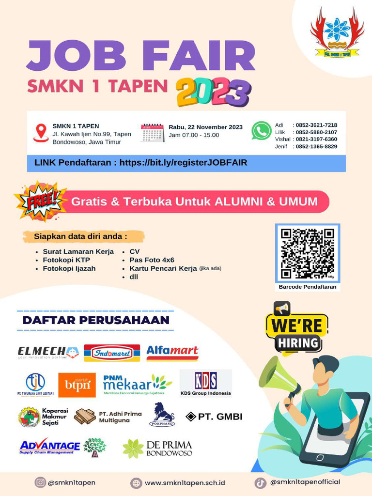 Info Job Fair SMKN 1 Tapen | PDF
