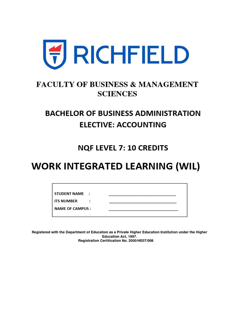Work Integrated Learning Guide for BBA | PDF | Learning | Employment
