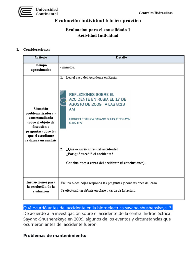 C1 - S2 - Tarea Individual Caso CH Rusia | PDF | Hidroelectricidad