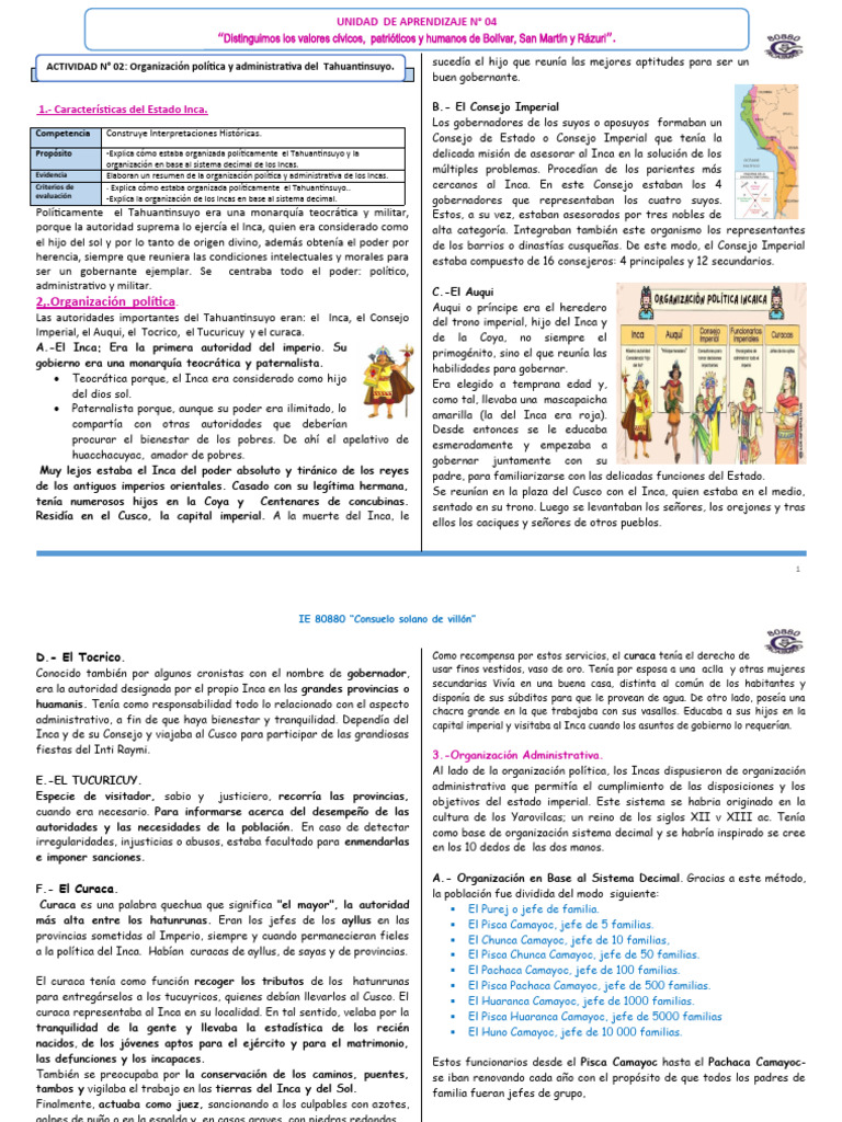 Ficha 2 | PDF | Imperio Inca