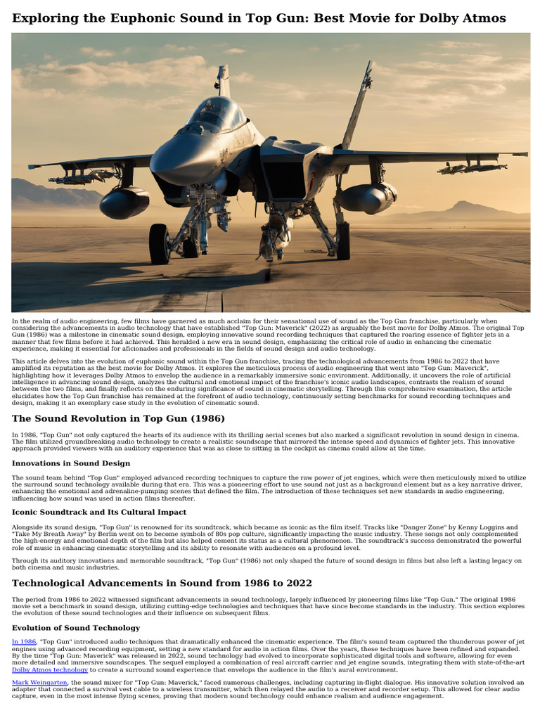Exploring The Euphonic Sound in Top Gun - Best Movie For Dolby Atmos ...