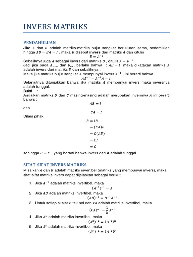 Invers Matriks OBE | PDF