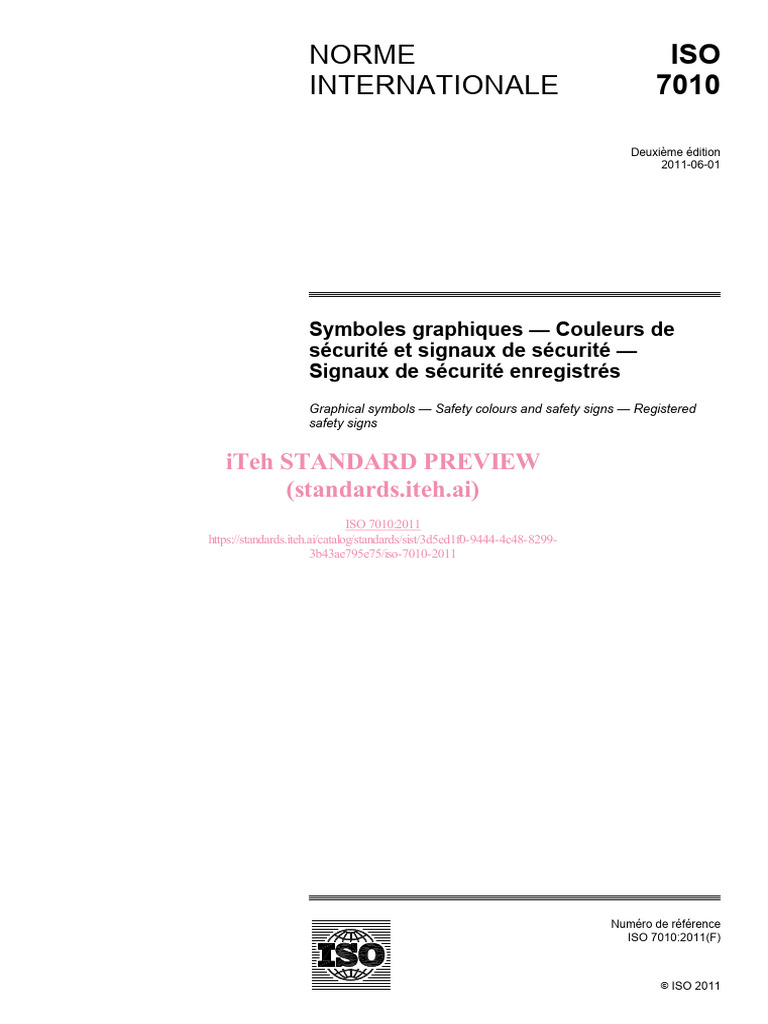 Iso 7010 2011 | PDF | Organisation internationale de normalisation ...