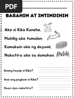 Reading Comprehension Worksheets Filipino For Grade 2 | PDF