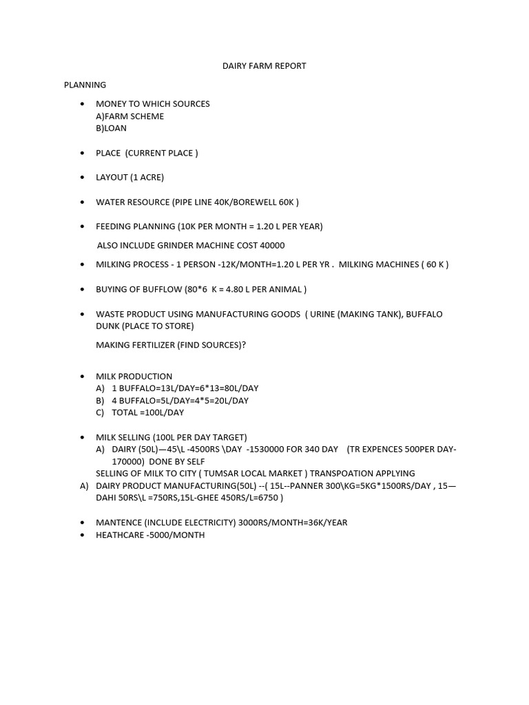 Dairy Farm Report | PDF