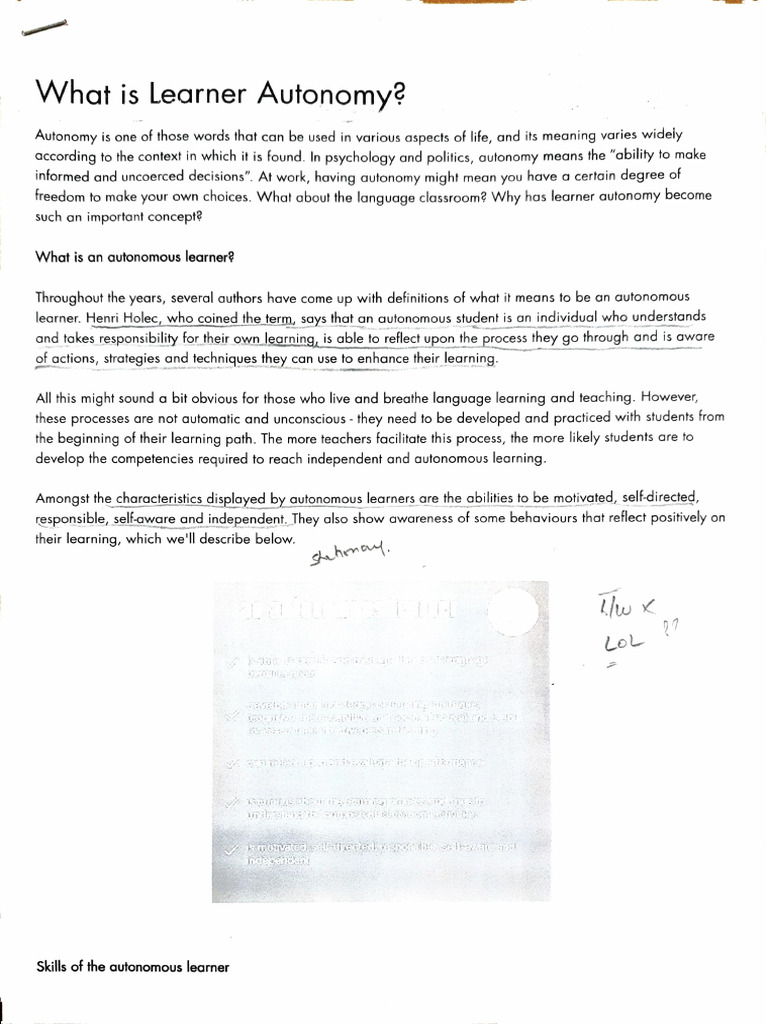 Learner's Autonomy | PDF
