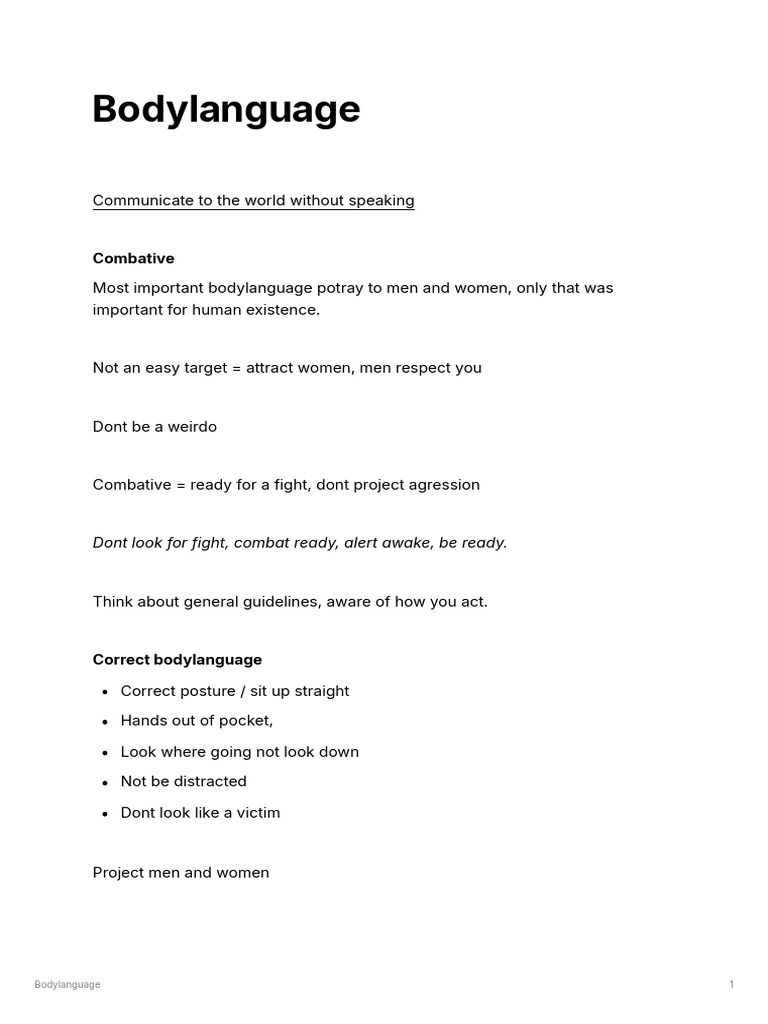 Bodylanguage | PDF | Attention | Body Language