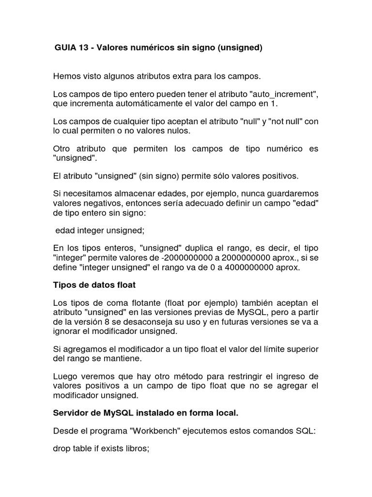 Guia 13 - Varios | Descargar gratis PDF | Mi sql | SQL
