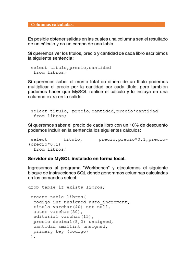 Guia 14 - Columnas Calculadas. | PDF | Salario | SQL