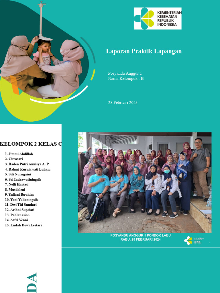 Laporan Praktik Lap Kelompok B Posyandu Anggur 1 Kelas C - Laporan Praktik Lapangan TOT 2024 | PDF