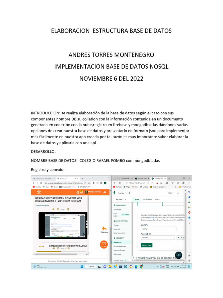 Diseño Base de Datos Mongo y Firbase Ev | PDF