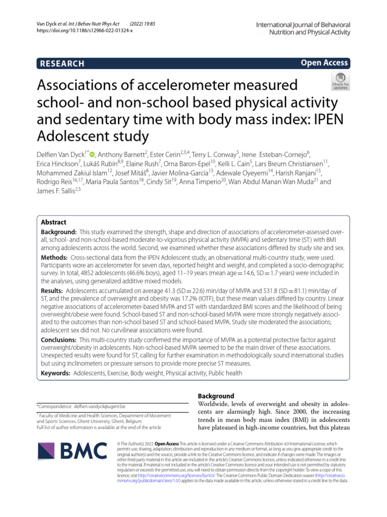 Associations of Accelerometer Measured School-And Non-School Based ...