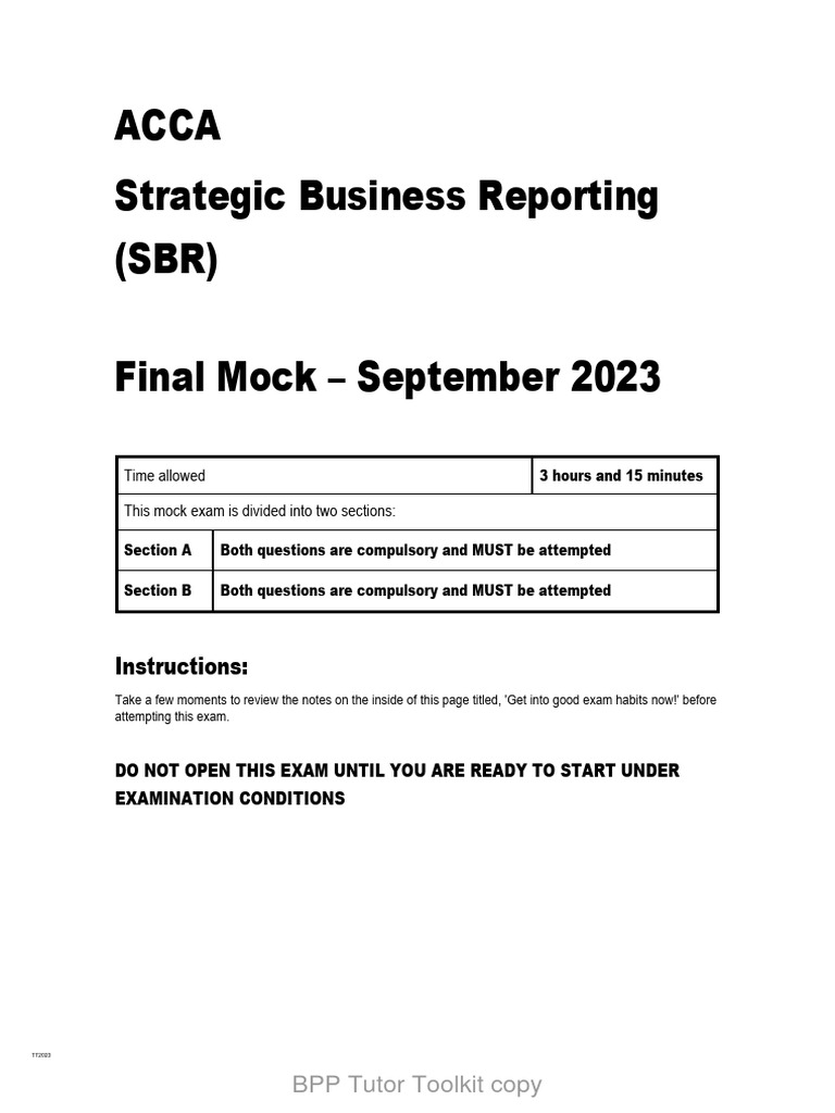 ACCA - Strategic Business Reporting - (SBR) - Sept Final Mock - Qs ...