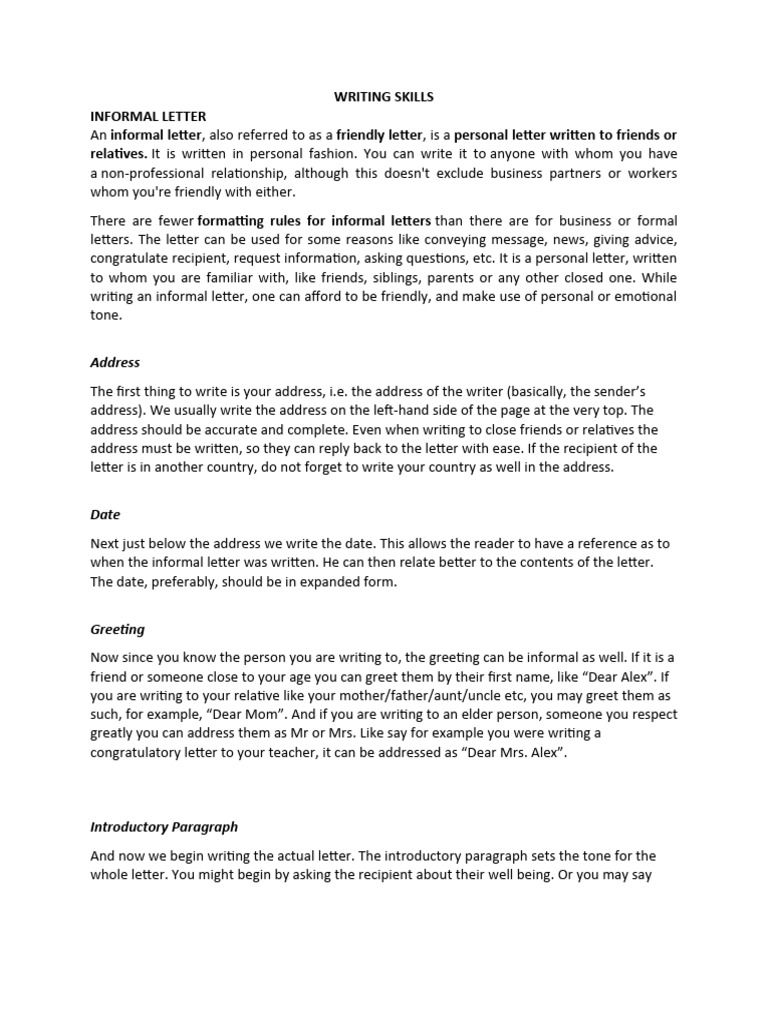 Informal Letter | PDF | Human Communication