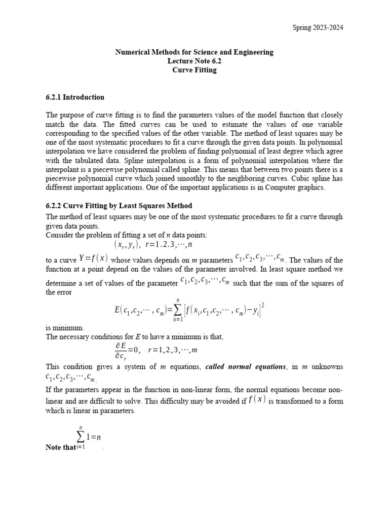 CH-6.2, Math-5 - Lecture - Note | PDF | Interpolation | Spline (Mathematics)