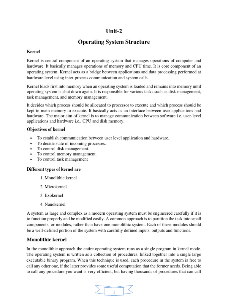 Unit-2 Operating System Structure | PDF | Kernel (Operating System ... Unit-2 Operating System Structure | PDF | Kernel (Operating System ...