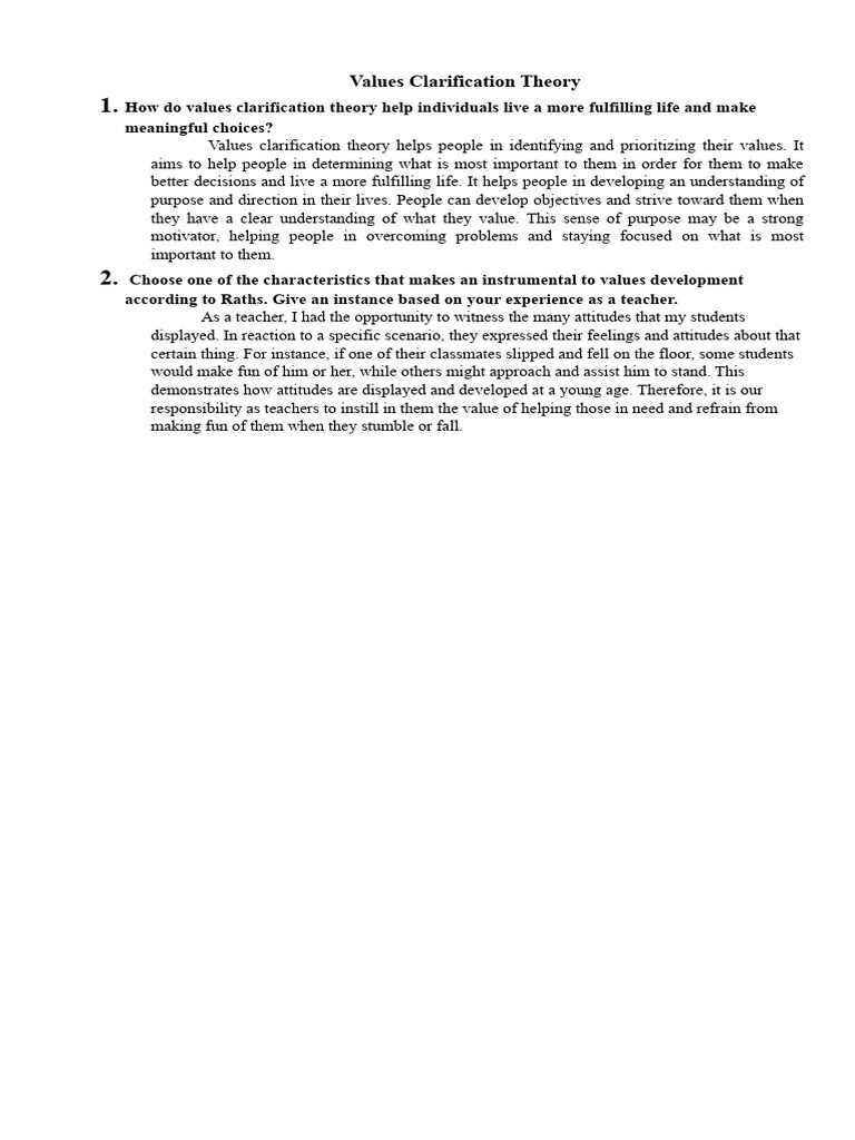 Values Clarification Theory | PDF | Self-Improvement | Science ...