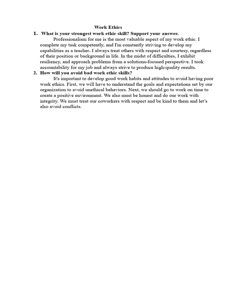 Essential Work Ethics for Professionals | PDF | Career & Growth