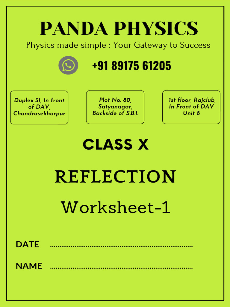 Pp X Ws1 Reflection Pdf Mirror Optics