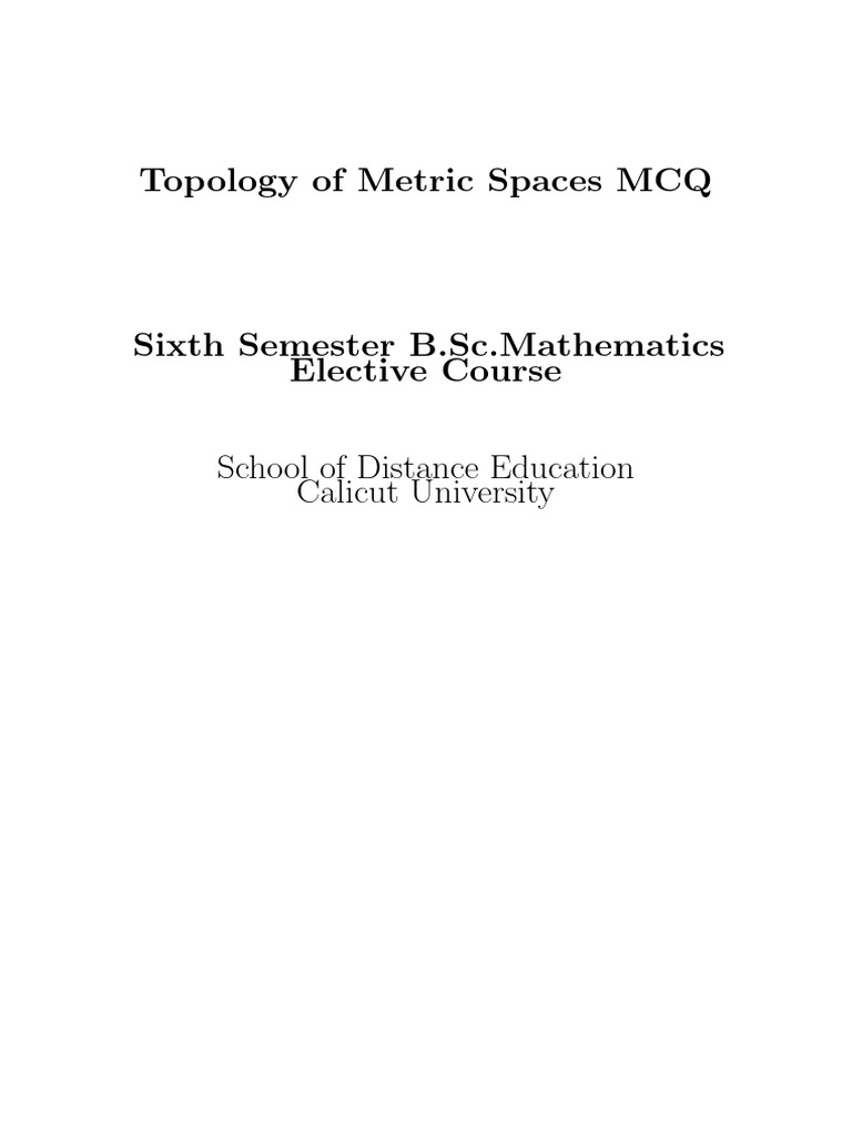 MCQ-Topology of Metric Spaces | PDF | Compact Space | Space