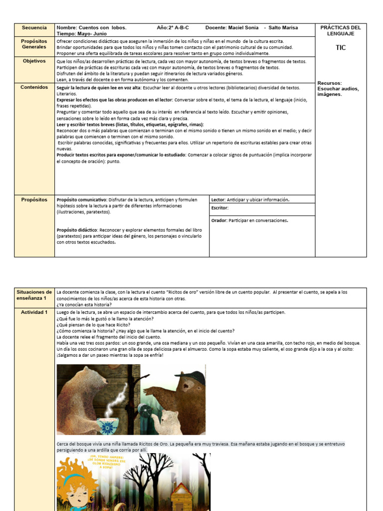 Secuencia de Ricitos de Oro... | PDF | Osos | Ricitos de oro y los tres ...