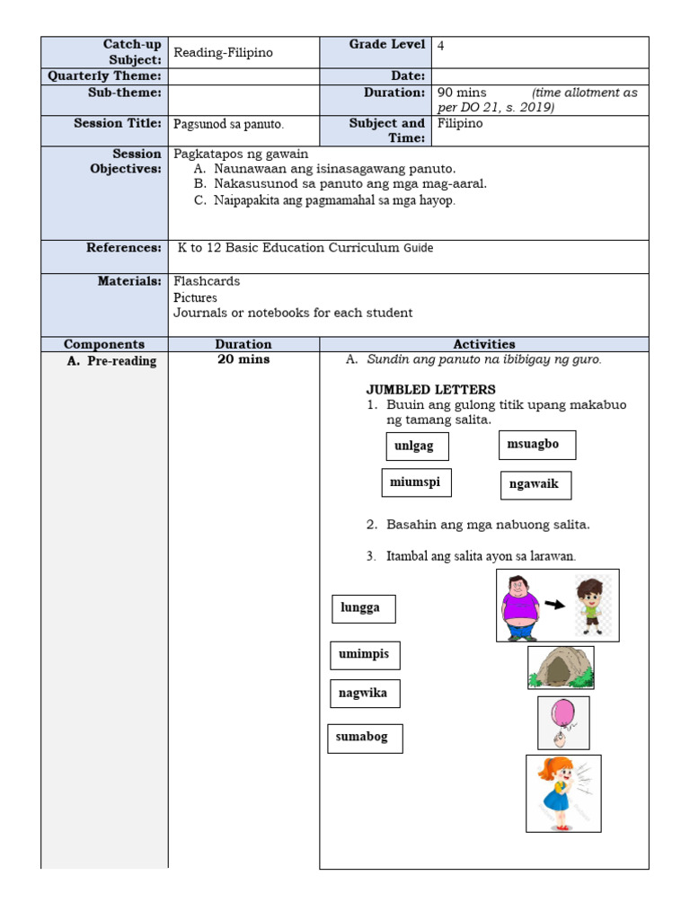 Grade4-Fil-Reading - Catch-Up Friday | PDF