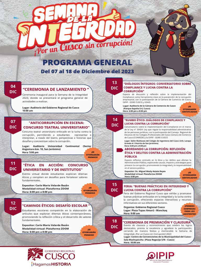 Programa Semana de La Integridad | PDF