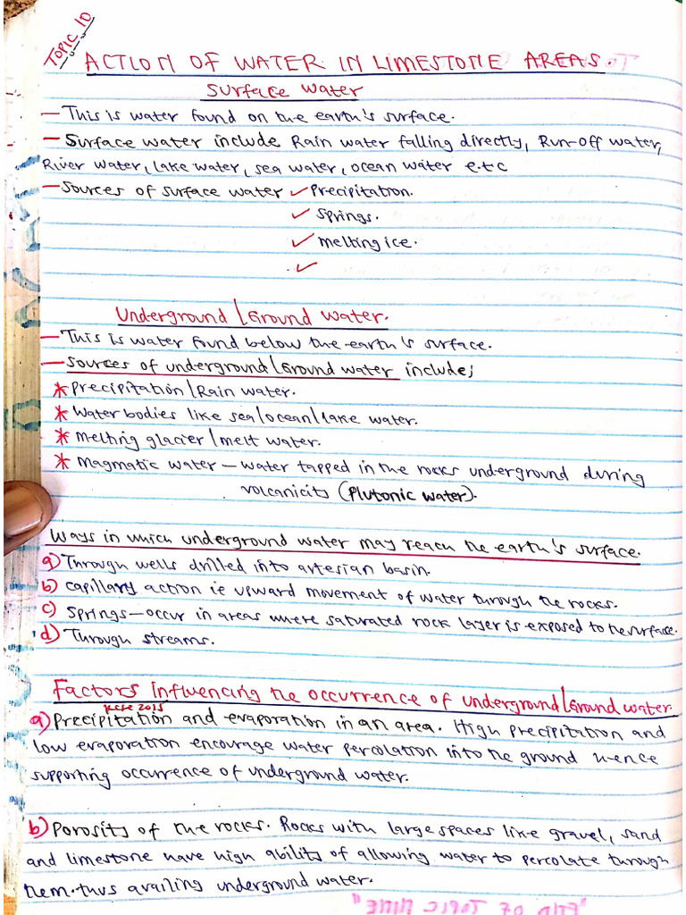 Action of Water in Limestone Areas | PDF