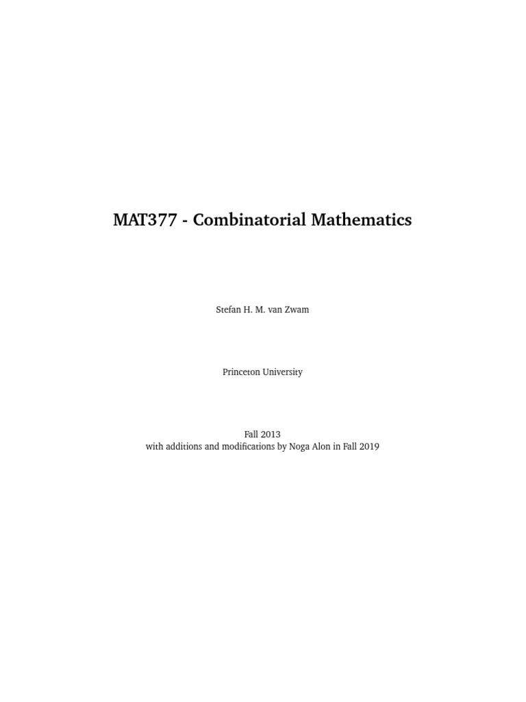 Combinatorics Lecture Notes | PDF | Combinatorics | Set (Mathematics) Combinatorics Lecture Notes | PDF | Combinatorics | Set (Mathematics)