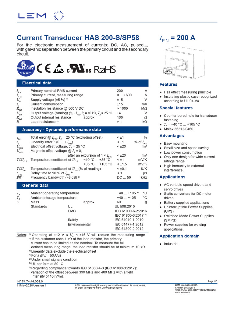 Has 200-s sp58 | PDF | Electrical Resistance And Conductance ...