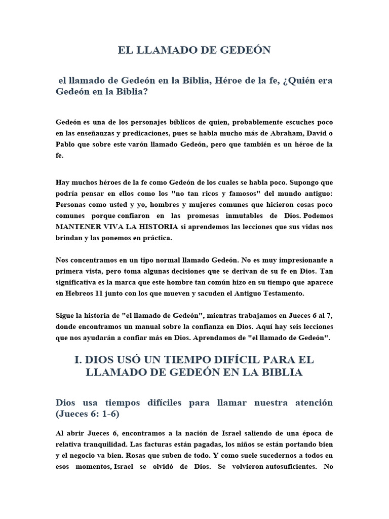 El Llamado de Gedeón | PDF | Biblia