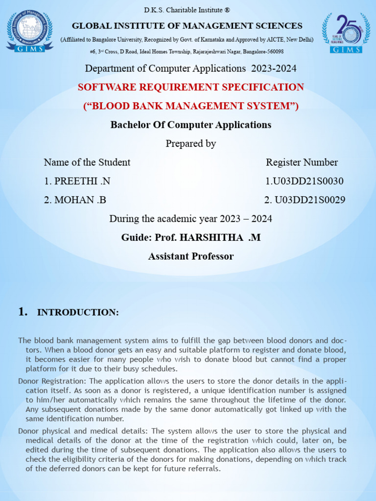 Department of Computer Applications 2023-2024: Software Requirement ...