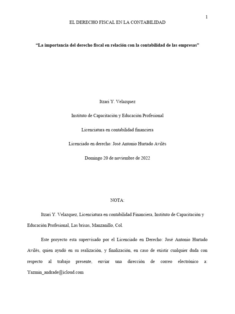 La Importancia Del Derecho Fiscal en Relación Con La Contabilidad de ... La Importancia Del Derecho Fiscal en Relación Con La Contabilidad de ...
