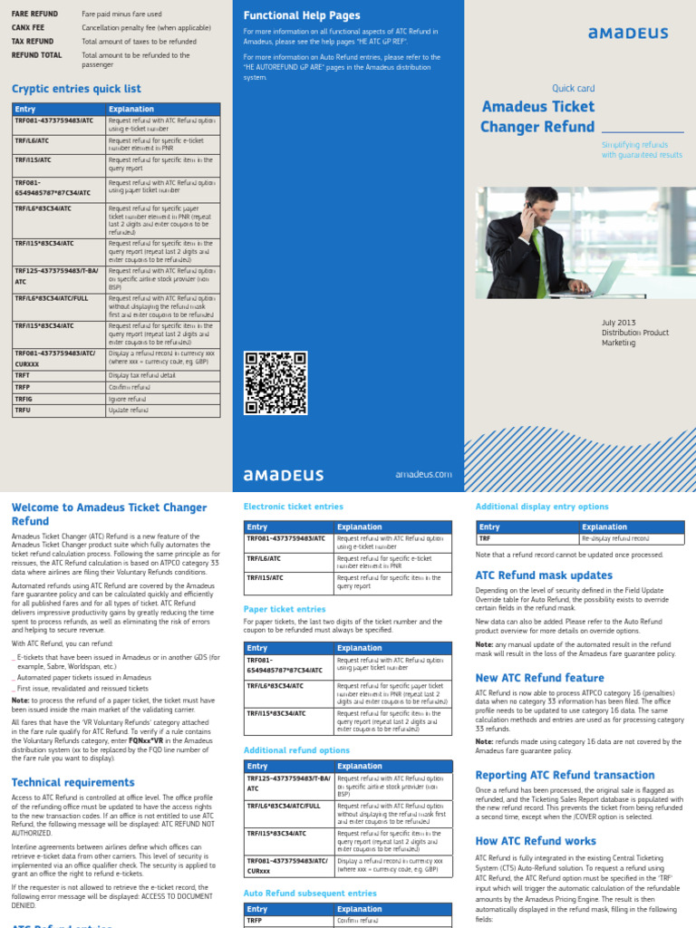Amadeus Ticket Changer Refund | PDF | Database Transaction | Computing