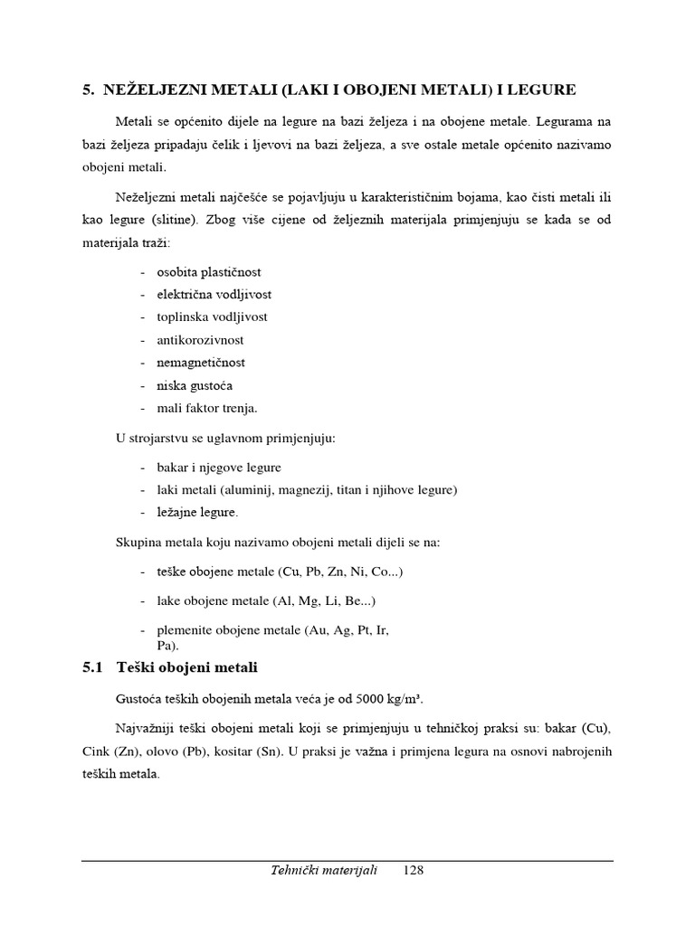 Neželjezni Metali (Laki I Obojeni Metali) I Legure (S. Golubić ...