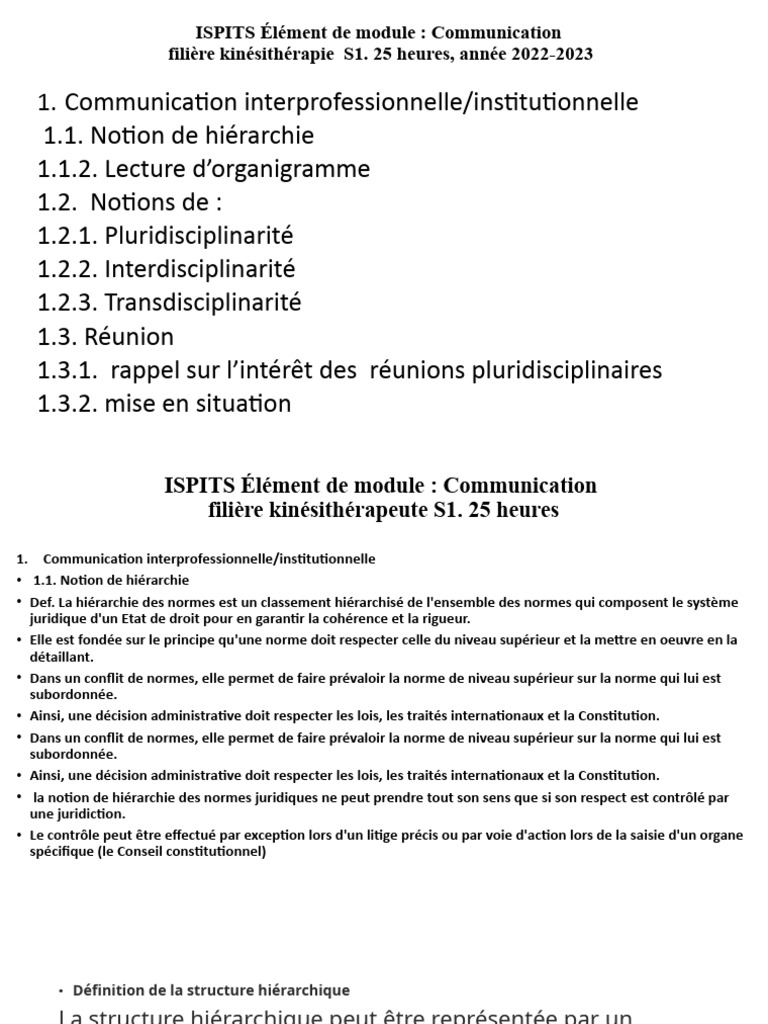 ISPITS Élément de Module Communication Kinésithérapie | PDF | la ...