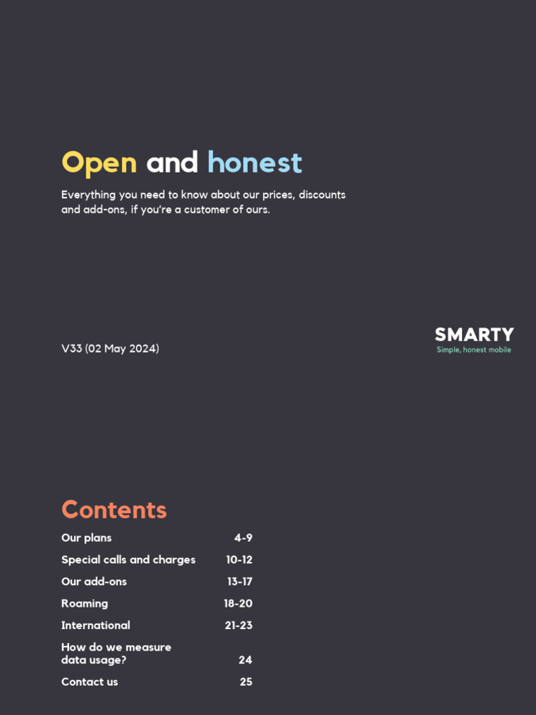 SMARTY Mobile Pricing and Roaming Guide | PDF | Roaming | Service ...
