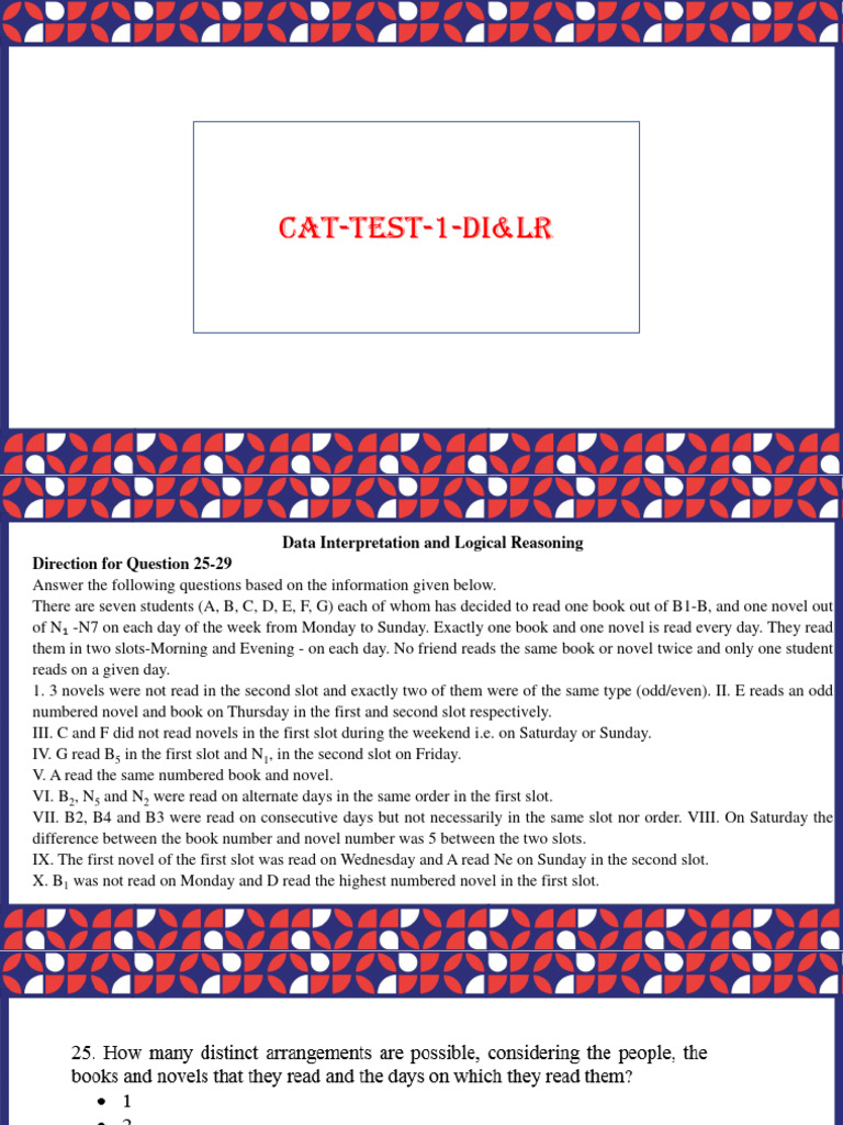 Cat Test 1 Di&lr | PDF | Numbers | Mathematics